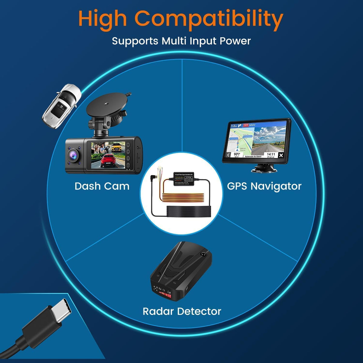 Dash Cam Hardwire Kit for A900 & A980 , Type-C Acc Hardwire Kit for Al ...
